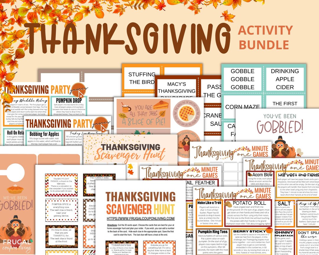 Fun Thanksgiving Games Bundle, Huge Set Fall Festival Activity Pack ...