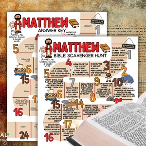 Matthew Bible Scavenger Hunt, Gospel Activity Printable, Book of ...