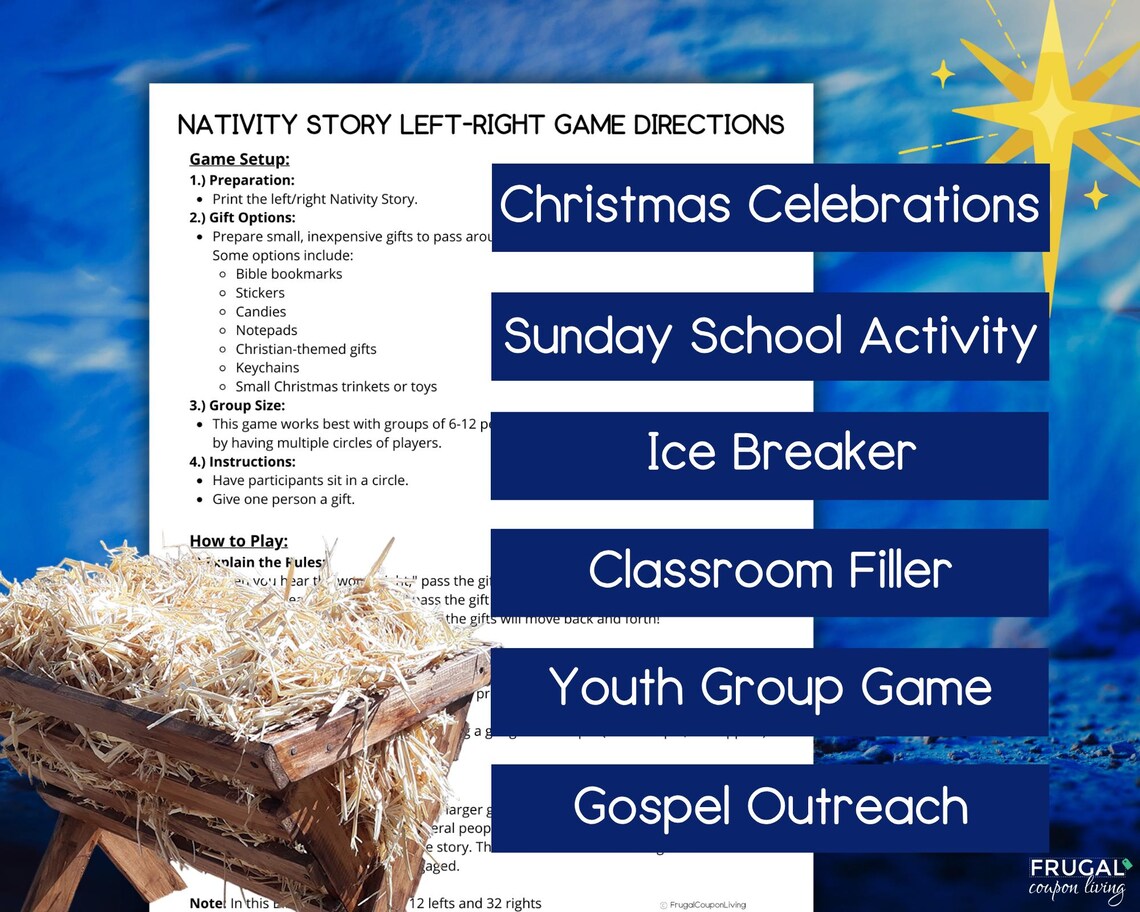 Nativity Story Left Right Christmas Game, Advent Right Left Game, Kids ...