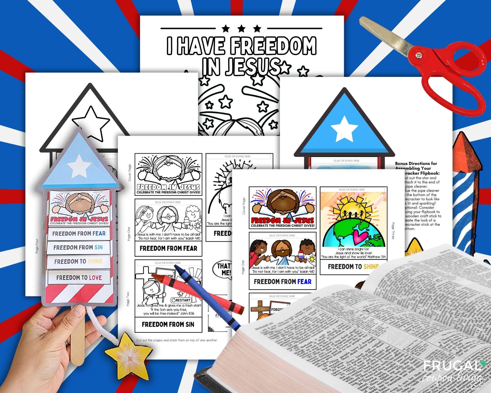 Freedom in Jesus Fourth of July Bible Craft, Patriotic Religious ...