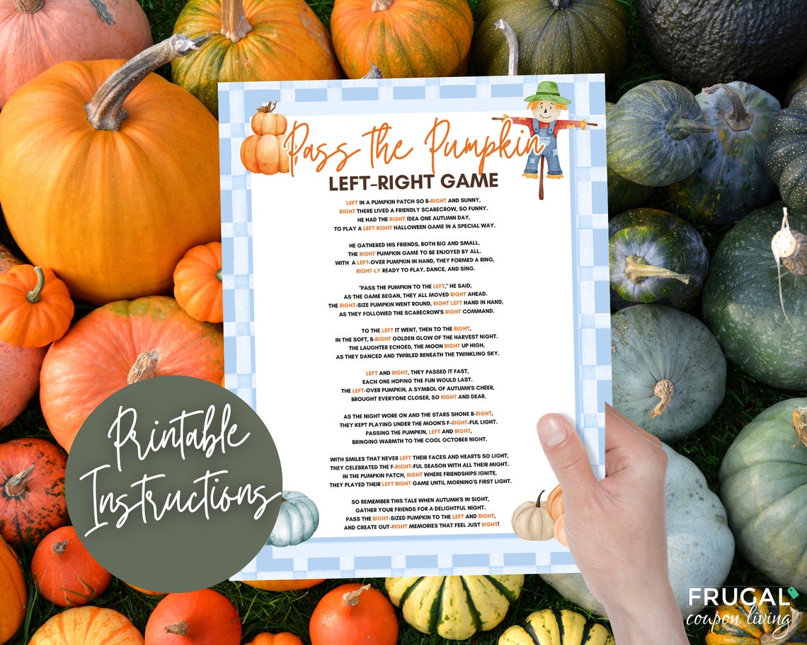 Pass the Pumpkin Game for Fall Party, Left Right Pass the Parcel Game ...