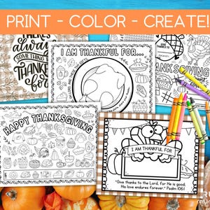 Christian Printable Thanksgiving Placemat, Thanksgiving Coloring ...