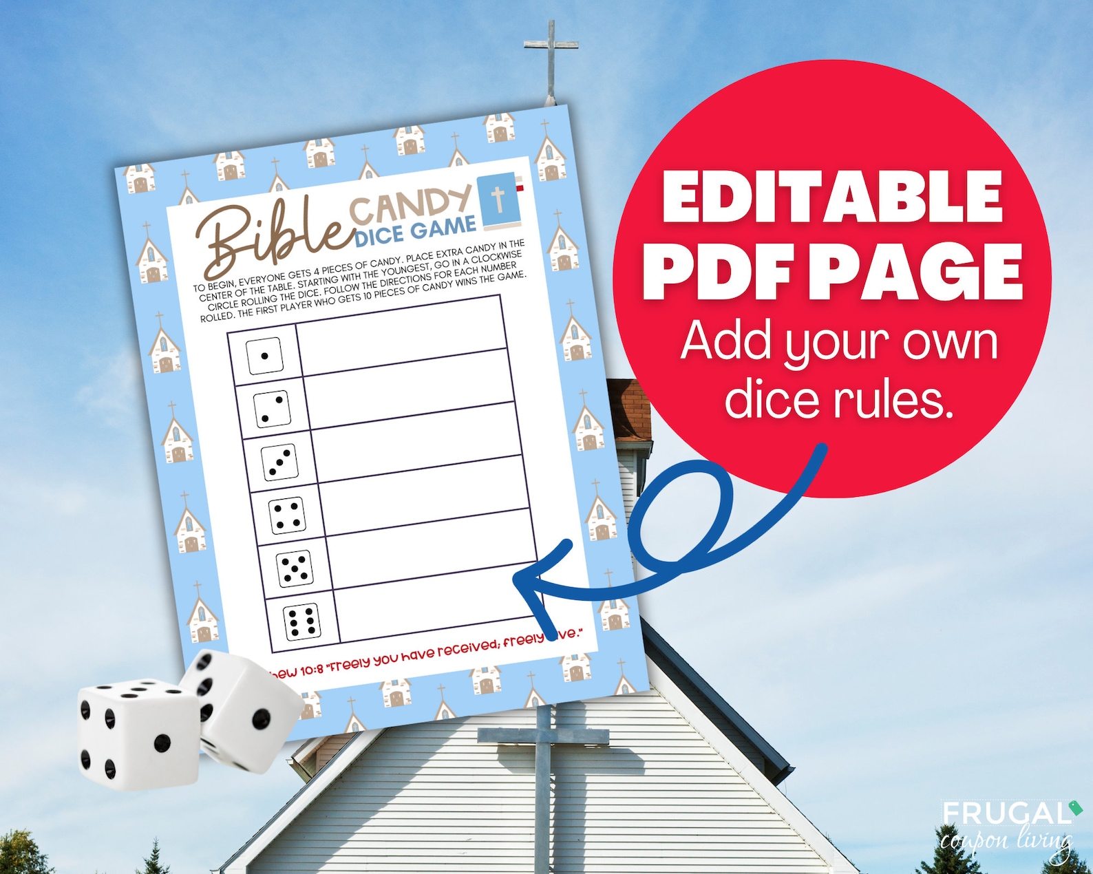 Candy Dice Game for Church | Editable Dice Game Printable Sunday School ...