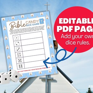 Candy Dice Game for Church | Editable Dice Game Printable Sunday School ...