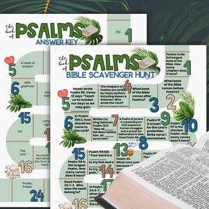 Psalms Bible Scavenger Hunt, Book of Psalms Bible Study Trivia Game ...