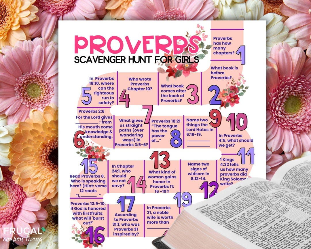 Proverbs Bible Scavenger Hunt, Book of Proverbs 31 Woman Women's Bible ...
