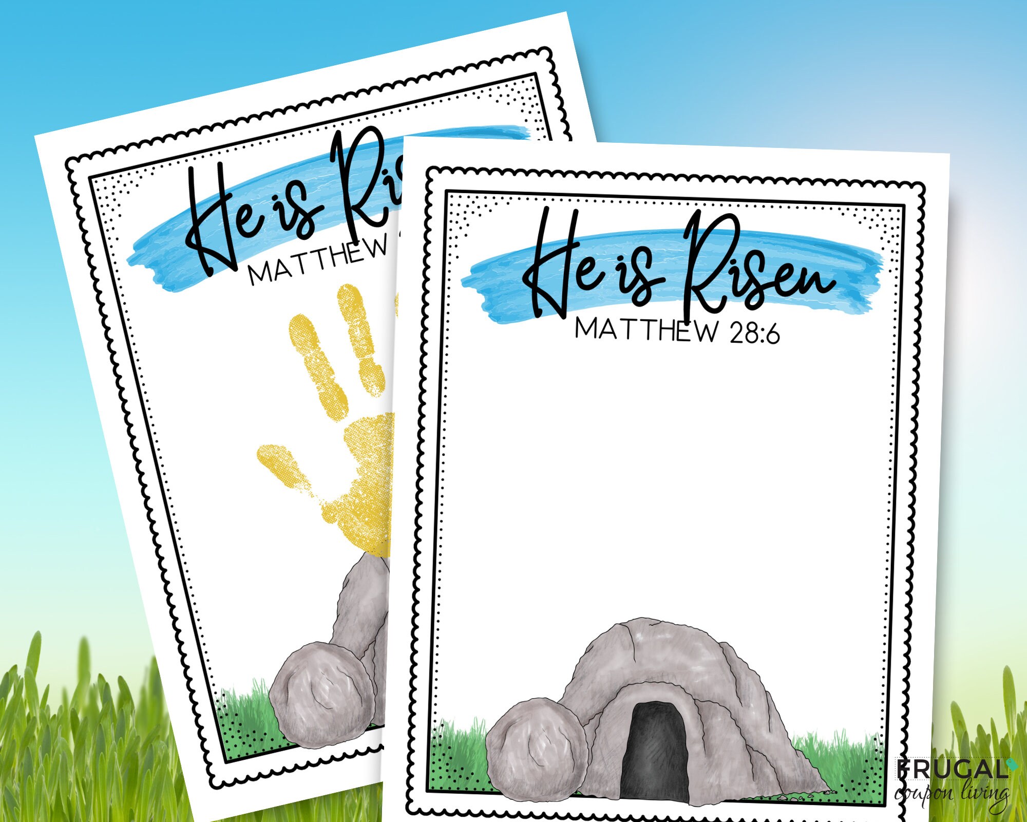 Easter Handprint Art He is Risen Matthew 28:6, Resurrection Empty Tomb ...