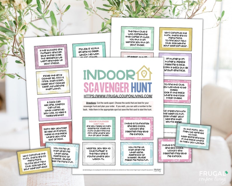 Indoor Scavenger Hunt Riddles for Kids PDF | 20 Fun Indoor Treasure ...