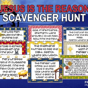 Jesus is the Reason Christmas Scavenger Hunt for Kids, 20 Rhyming Clue ...