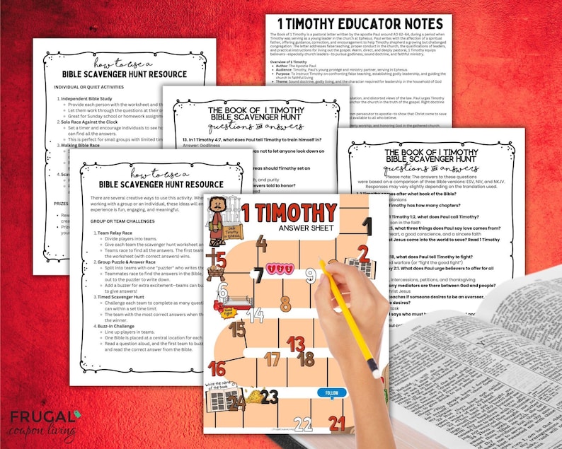 1 Timothy Bible Scavenger Hunt Set, Paul's Letters in the New Testament ...