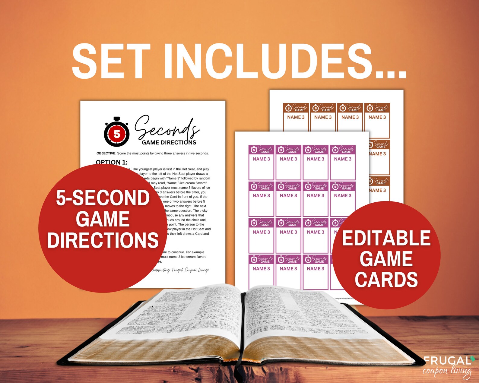 Bible 5 Second Game, 188 Christian Bible Game Cards Printable, Bible ...