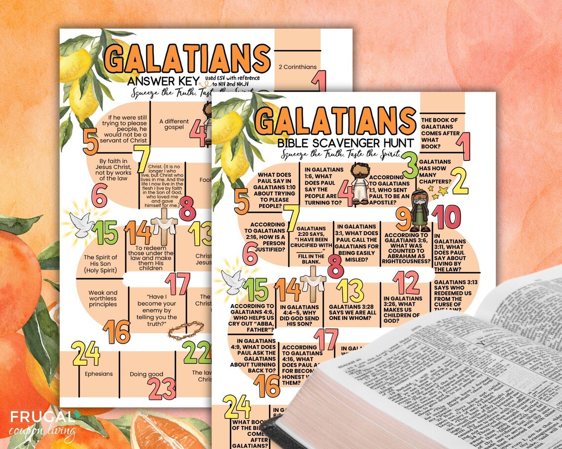 Galatians Bible Scavenger Hunt Printable, Book of Galatians Bible Study ...