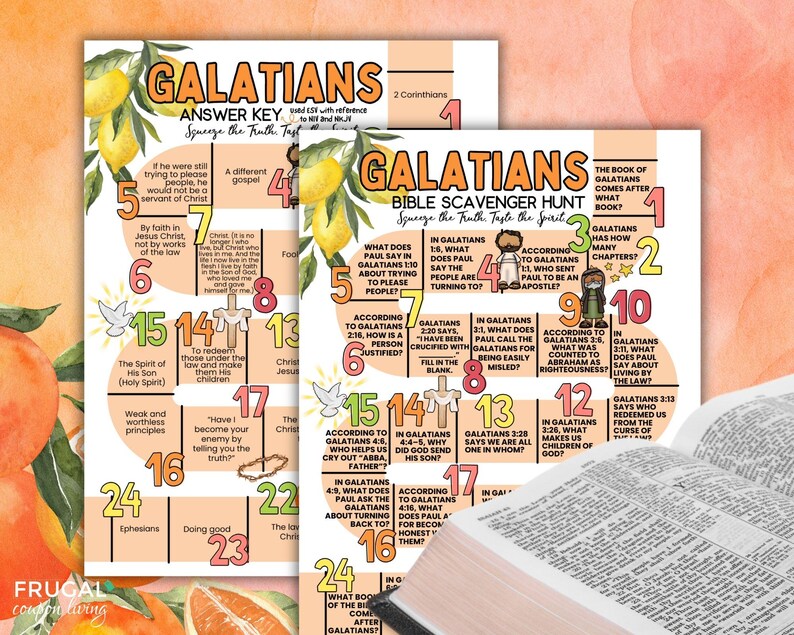 Galatians Bible Scavenger Hunt Printable, Book of Galatians Bible Study ...