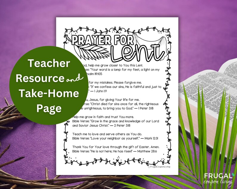 Lent Prayer Coloring Wheel Printable, Christian Lent Activity Spinner ...