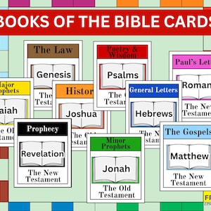 Books of the Bible Memory Game Flashcards, Posters, & Trivia Cards, 66 ...