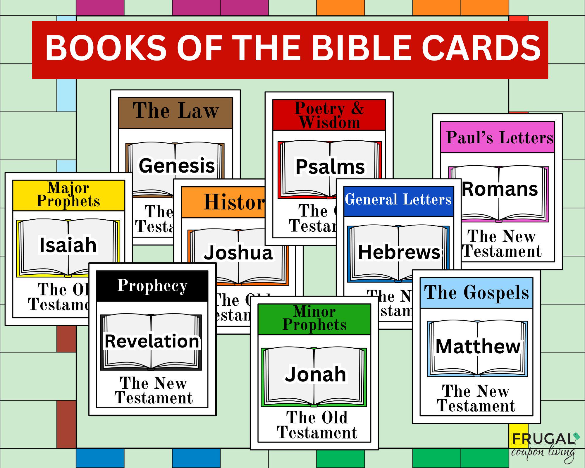 Books of the Bible Memory Game Flashcards, Posters, & Trivia Cards, 66 ...