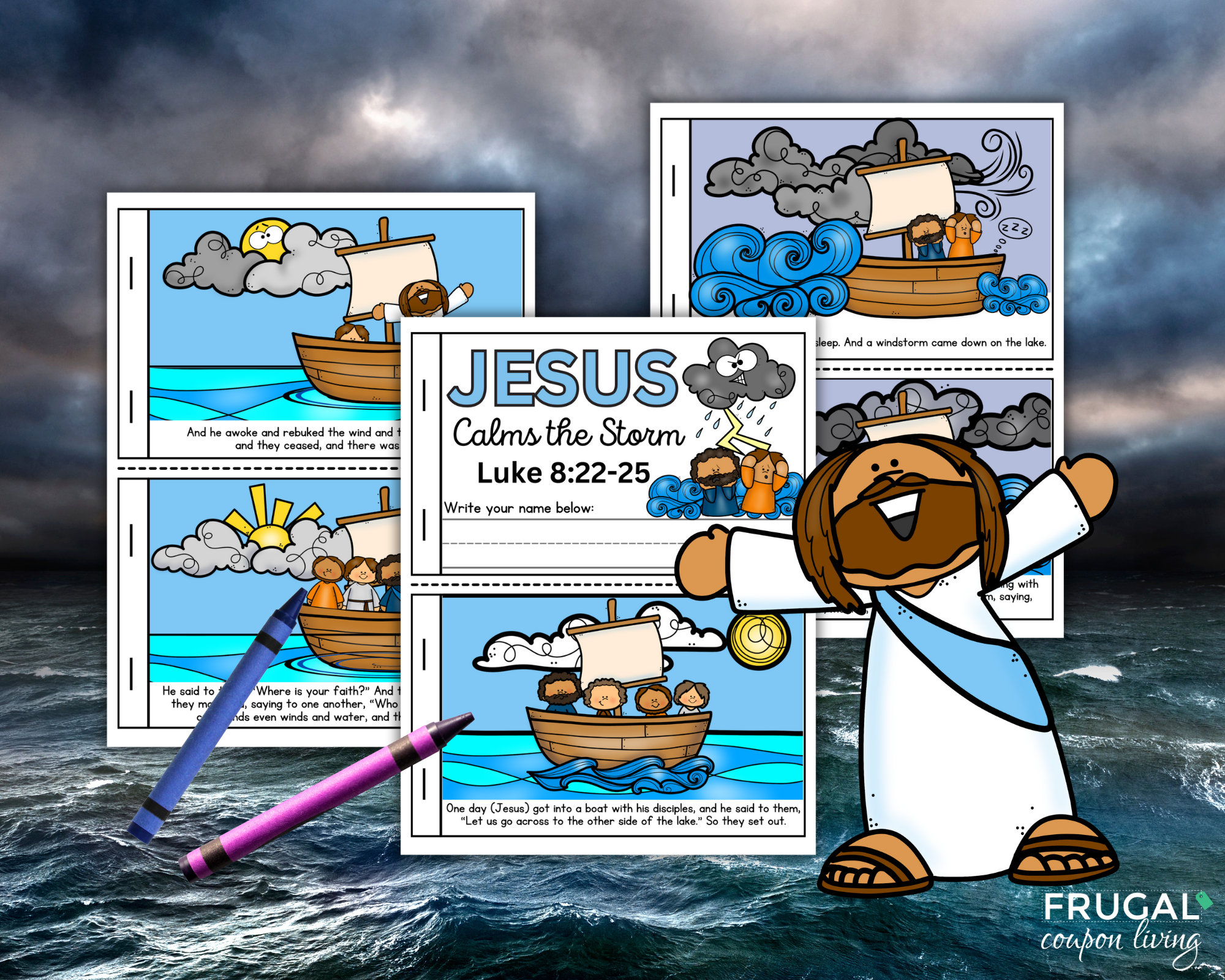 Jesus Calms the Storm Craft Flipbook Template, New Testament Miracle ...