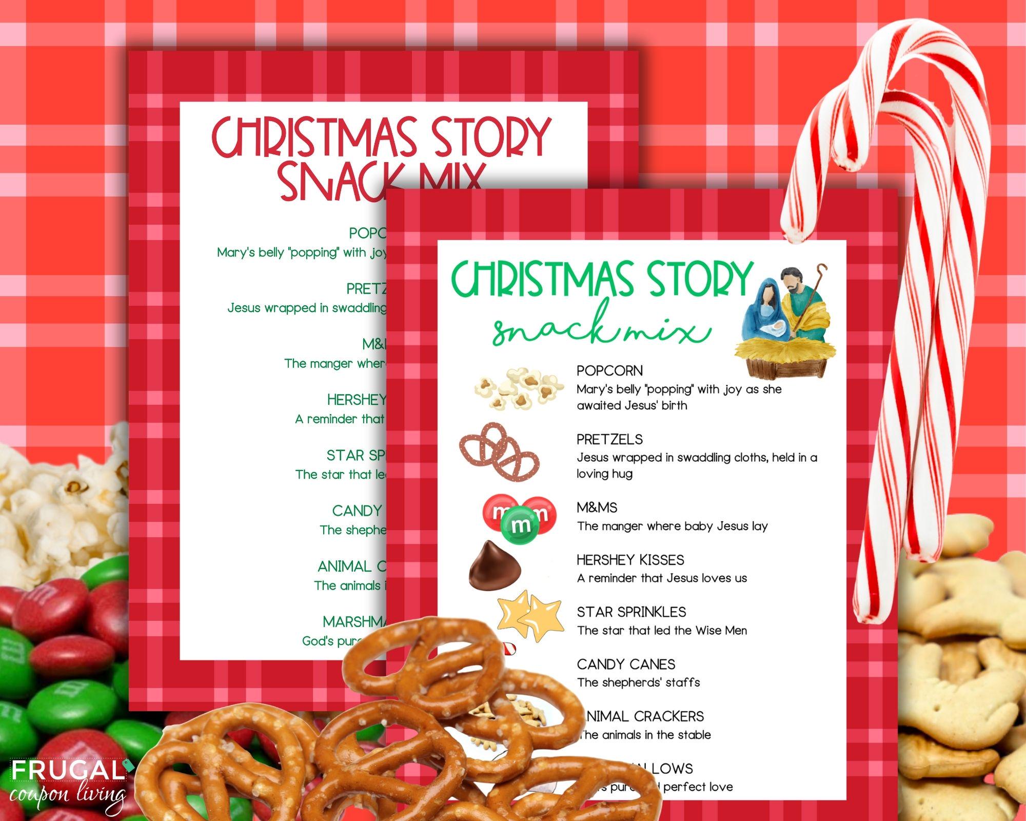 Christmas Story Snack Mix Printable, Nativity Story Snack Mix Gift Tags ...