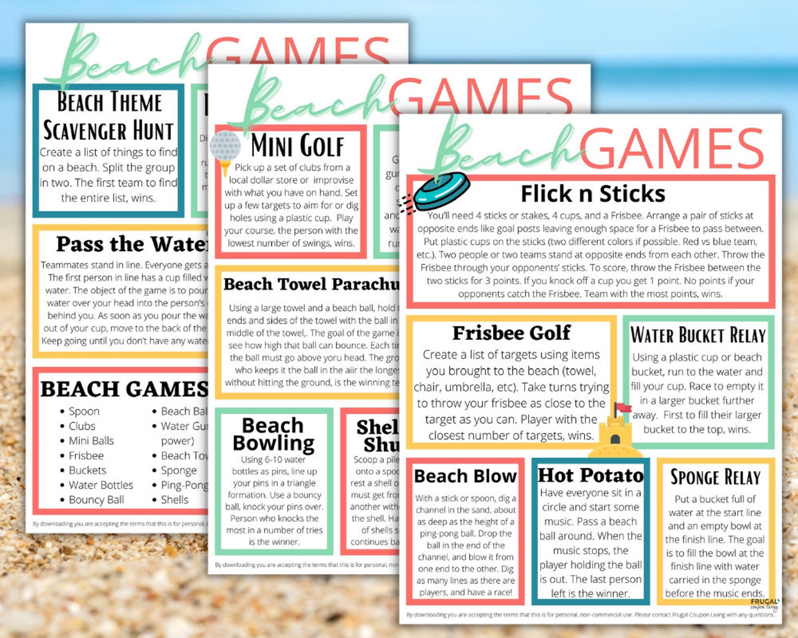 Best Beach Games Directions & Supply List Family Game Ideas - Etsy