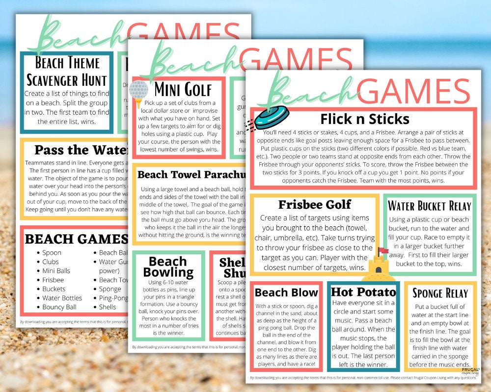 Best Beach Games Directions & Supply List | Family Game Ideas, Outdoor ...