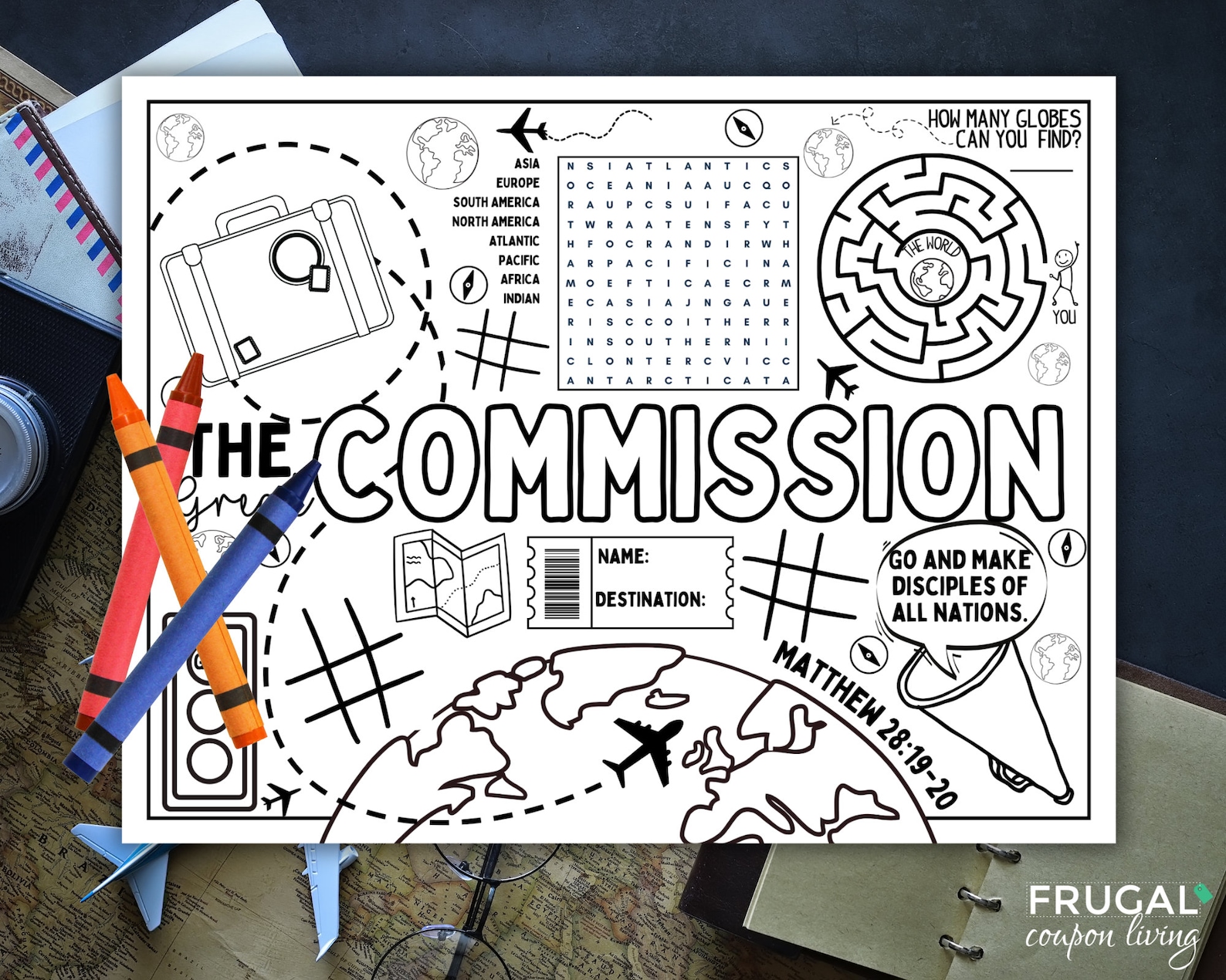 The Great Commission Activity Placemat for Kids Ministry - Matthew 28: ...