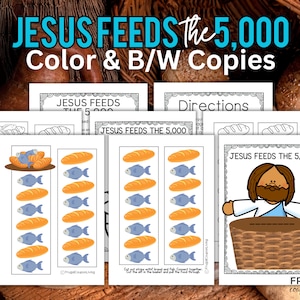 Jesus Feeds the 5000 Craft, 2 Fish 5 Loaves of Bread Bible Activity ...
