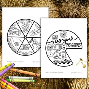 New Year Prayer Kids Coloring Wheel Printable Craft, Christian New Year ...