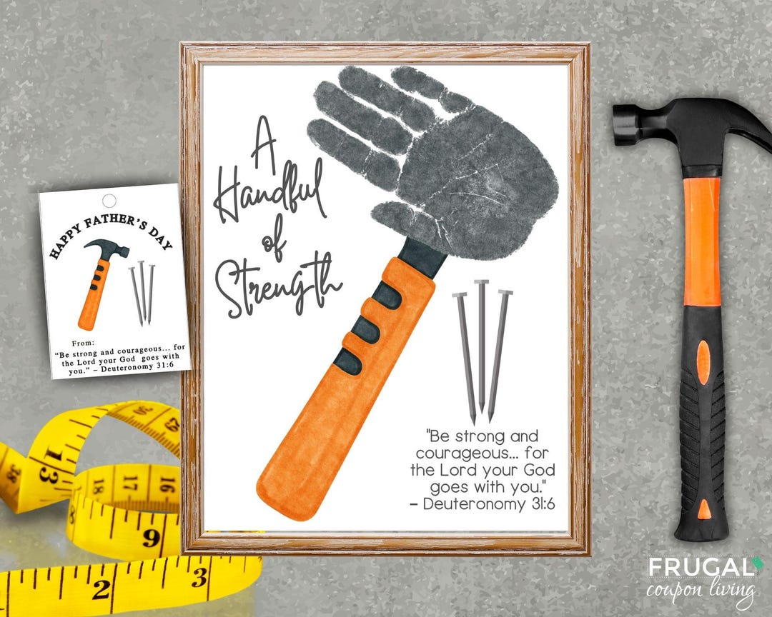 Father's Day Bible Craft, Dad Handprint Art, Printable Bible Verse Gift ...