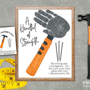 Father's Day Bible Craft, Dad Handprint Art, Printable Bible Verse Gift ...