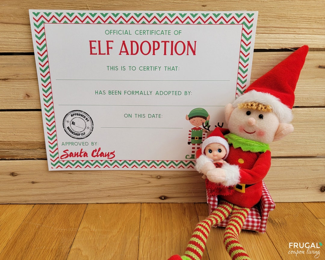 Official Elf Adoption Certificate Printable for Boy, Girl or Baby Elf ...