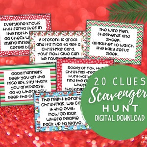 Christmas Scavenger Hunt Riddles for Kids PDF | 20 Rhyming Christmas ...