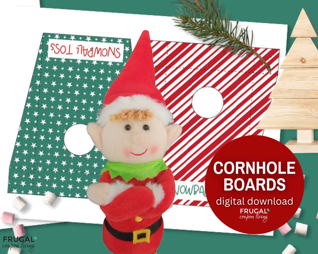 Mini Elf Cornhole Boards Christmas Elf Game Boards Printable Easy Elf ...
