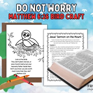 Look at the Birds Printable Bird Craft, Sermon on the Mount Matthew 6: ...