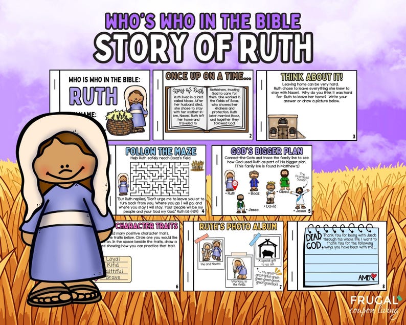 Ruth Bible Character Book Printable, Who's Who in the Bible Character ...