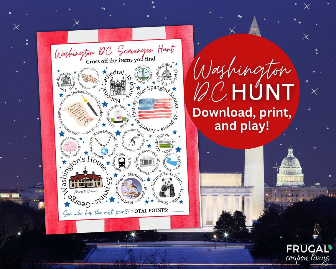 Washington D.C. Scavenger Hunt | All Things Washington Printable ...