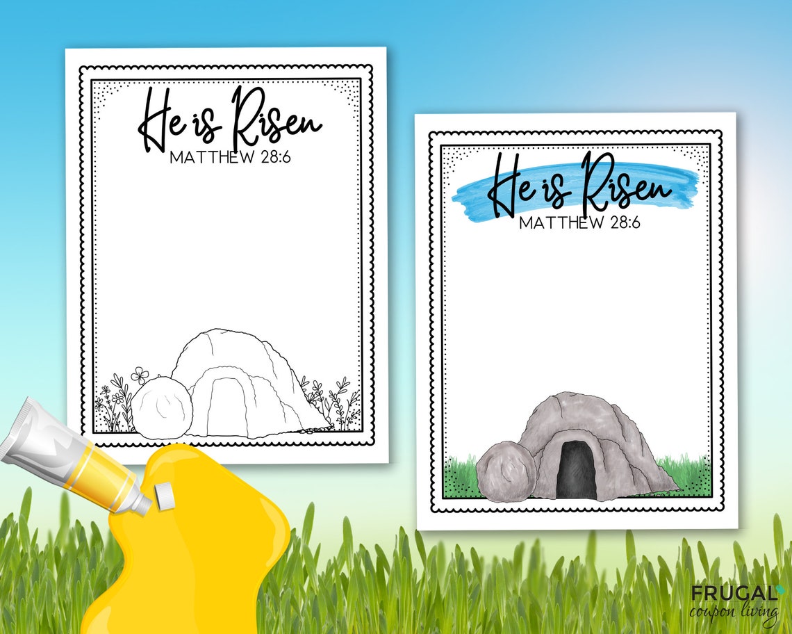 Easter Handprint Art He is Risen Matthew 28:6, Resurrection Empty Tomb ...