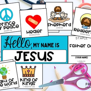 Names of Jesus & Attributes of God Name Tag, Hello My Name Is...creator ...