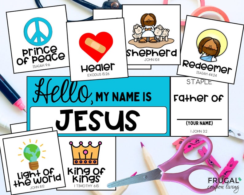 Names of Jesus & Attributes of God Name Tag, Hello My Name Is...creator ...