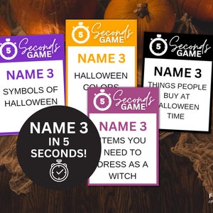 Printable Halloweens 5 Second Game, 156 Printable 5 Second Game Cards ...
