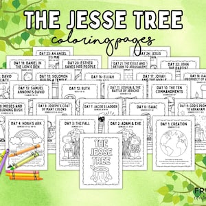 Jesse Tree Ornaments and Printable Coloring Pages Set, the Jesse Tree ...