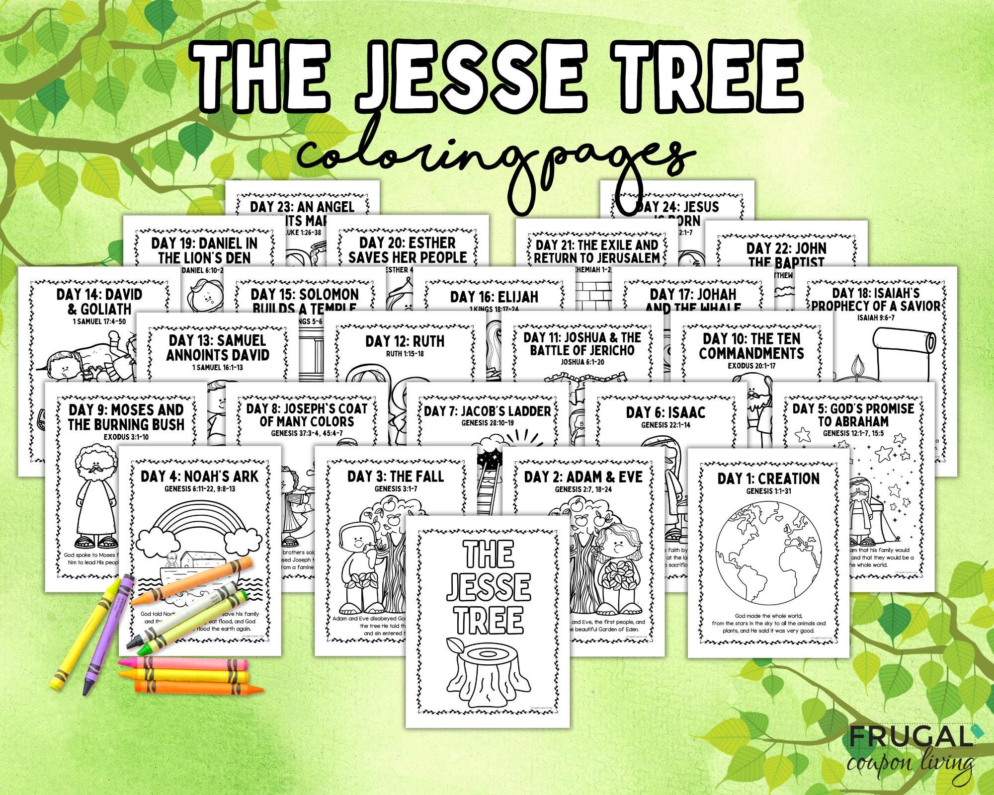 Jesse Tree Ornaments and Printable Coloring Pages Set, the Jesse Tree ...