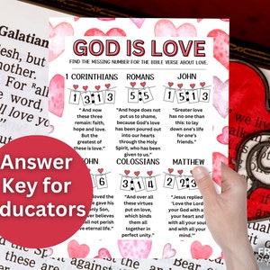 Bible Verses on Love Printable for Kids, Sunday School Valentine's Day ...