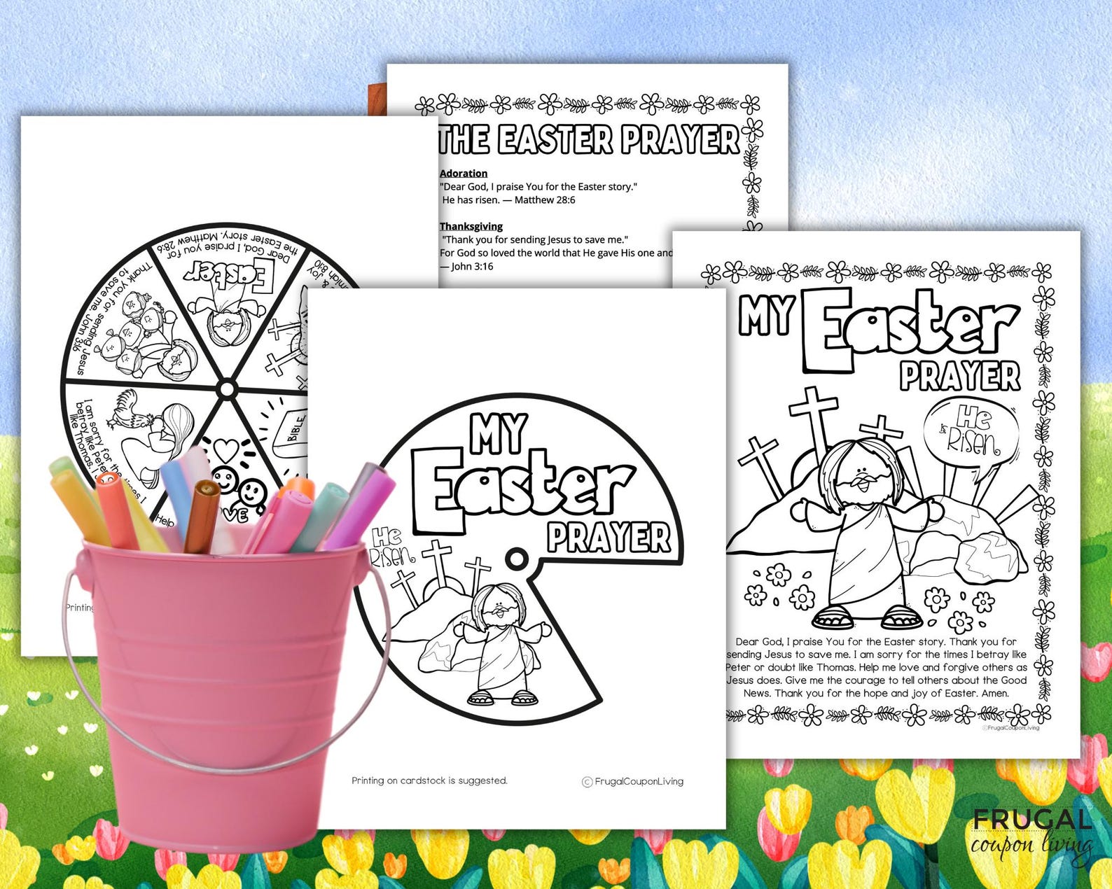 Easter Prayer Coloring Wheel Printable, Christian Easter Activity ...