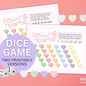 Valentine Conversation Hearts Candy Dice Game for Kids | Rolling Hearts ...