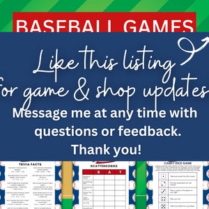 Baseball Games Printables | Dice Baseball Game, Baseball Trivia Game ...