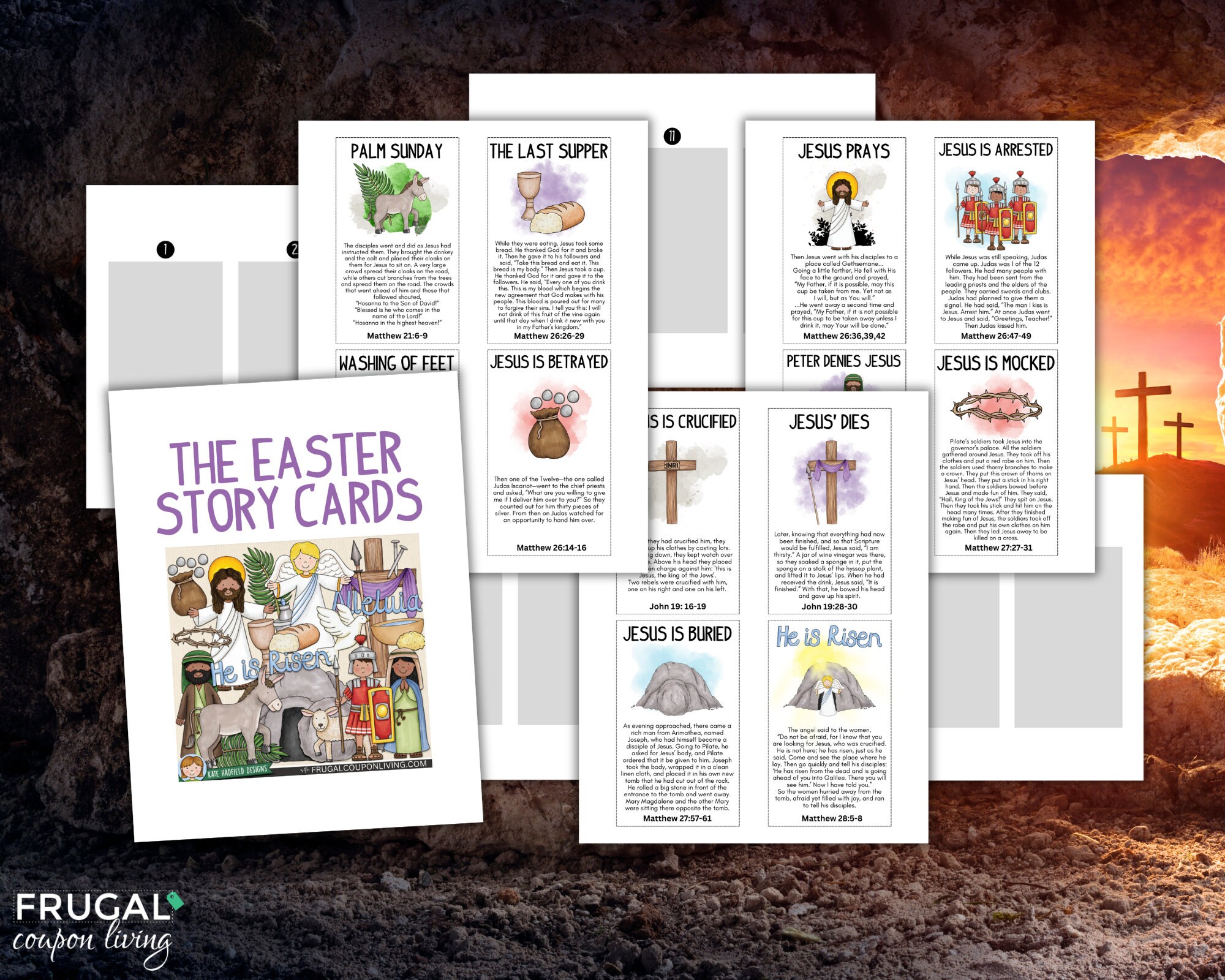 Easter Story Scripture Cards, Lent Sunday School Easter Printable, Holy ...