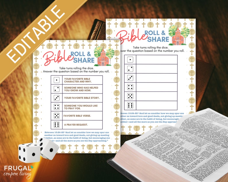 Bible Roll and Share Dice Game Printable Youth Group or - Etsy