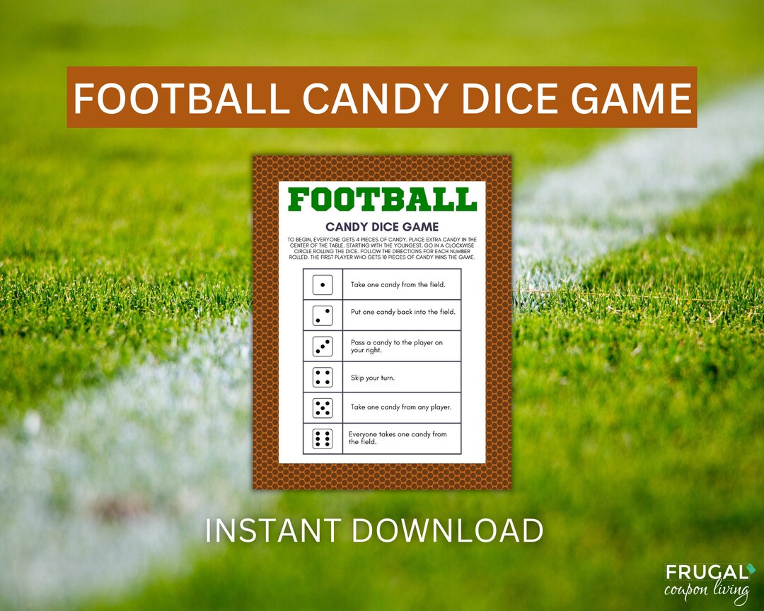 Football Candy Dice Games Printables | Left Right Football Party Game ...