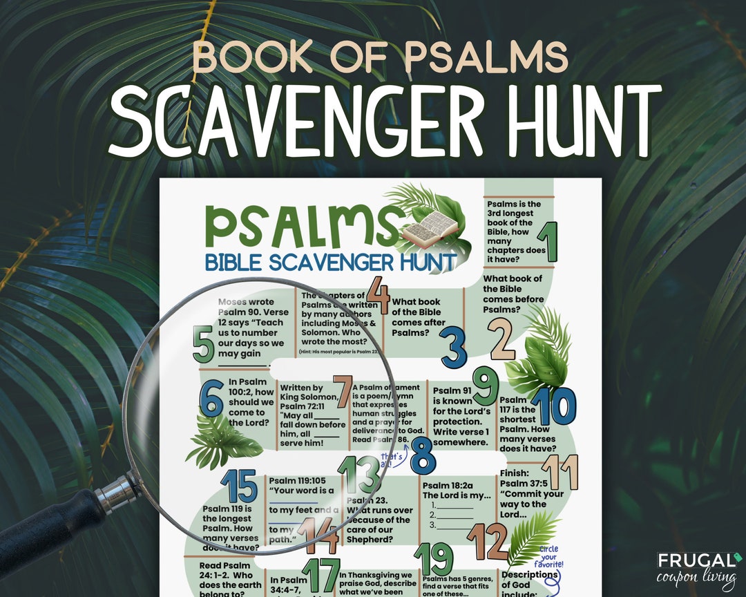 Bible Scavenger Hunt Book of Psalms Summary Trivia Game Psalms Bible ...