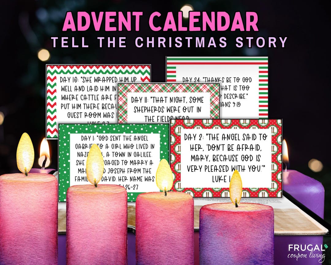 Advent Calendar for Kids Christmas Bible Verses Cards, 24 Easy-to-read ...